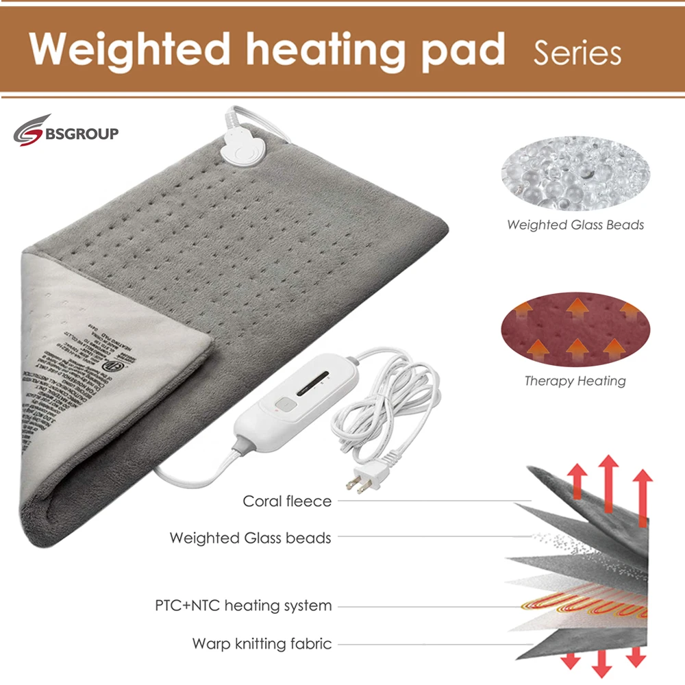 12x24'' Xl Large 2lbs Glass Weighted Heating Pad 110v Us Plug Low ...
