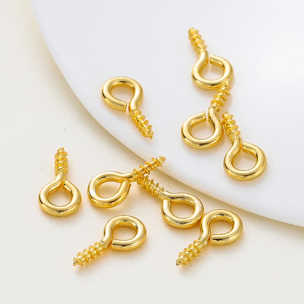 50Pcs 14K/18K Gold Color Plated Brass Mini Eye Pins Eyepins Hooks ...