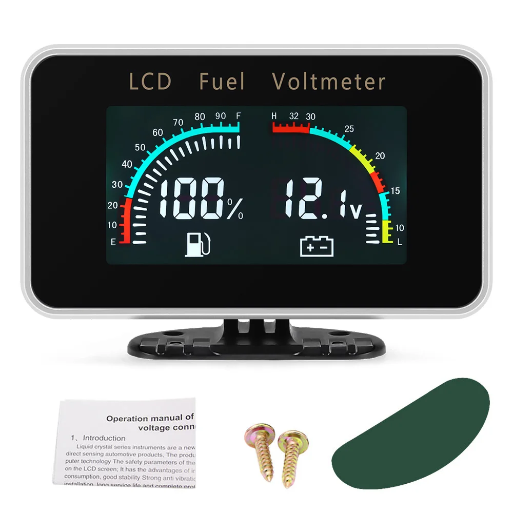 AD-2IN1-LCD-Car-Digital-Fuel-Level-Gauge-Voltmeter-12V-24V-Liquid-Level ...