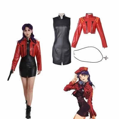 Anime-EVA-Katsuragi-Misato-Cosplay-Costumes-PU-Leather-Uniform ...