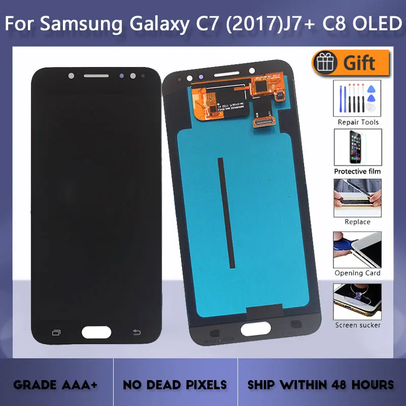 삼성 갤럭시 C7 C7100 2017 C8 C710용 슈퍼 AMOLED LCD 디스플레이 터치 스크린 디지타이저 어셈블리 교체품 ...