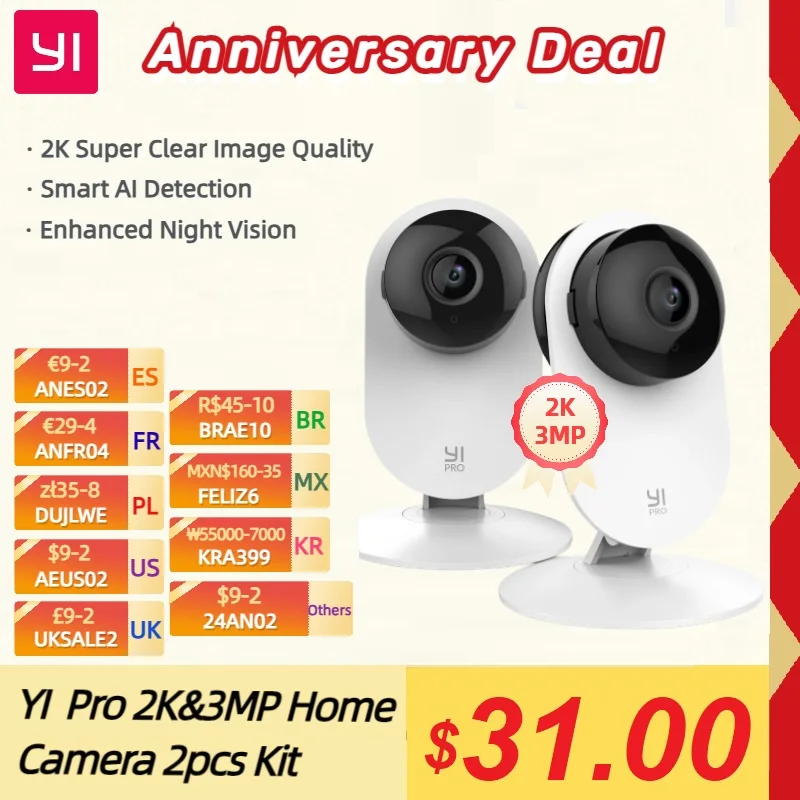 YI-2K-Home-Security-2-4pack-Camera-IP-Surveillance-System-with-Night ...