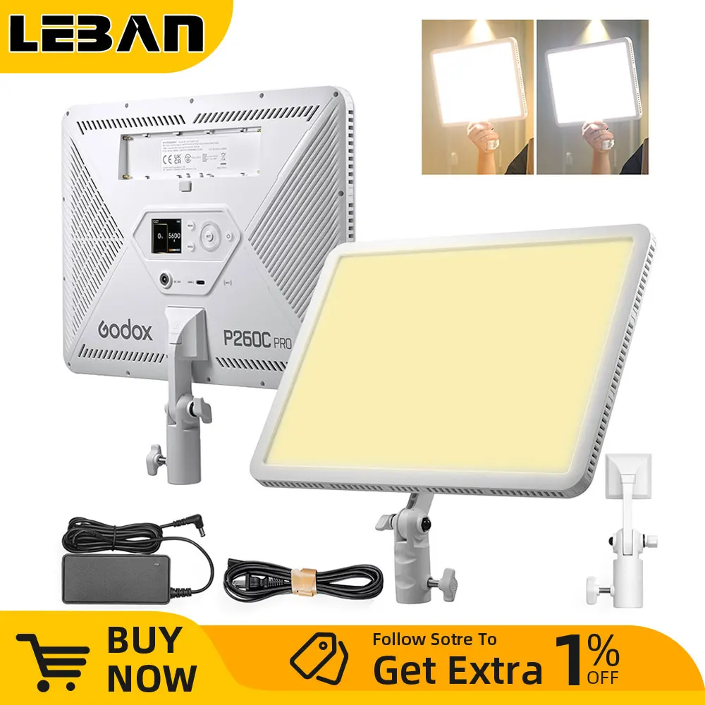 GODOX-P260C-PRO-2800-6500K-Bi-Color-LED-Light-Panel-Dimmable-Studio ...
