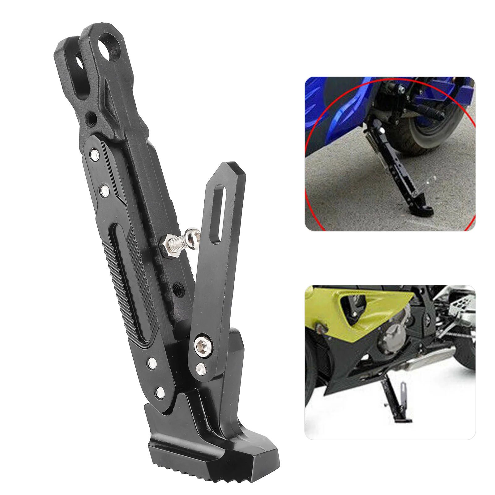 Universal-Motorcycle-Side-Stand-Aluminium-Alloy-Foot-Support-Adjustable ...