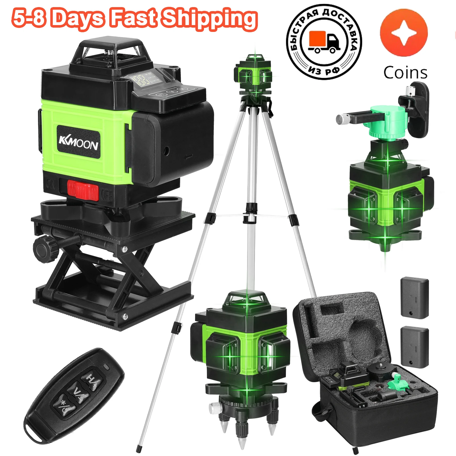 Laser Level 16 Lines Green Line 4d Self Leveling | Battery Laser Level ...