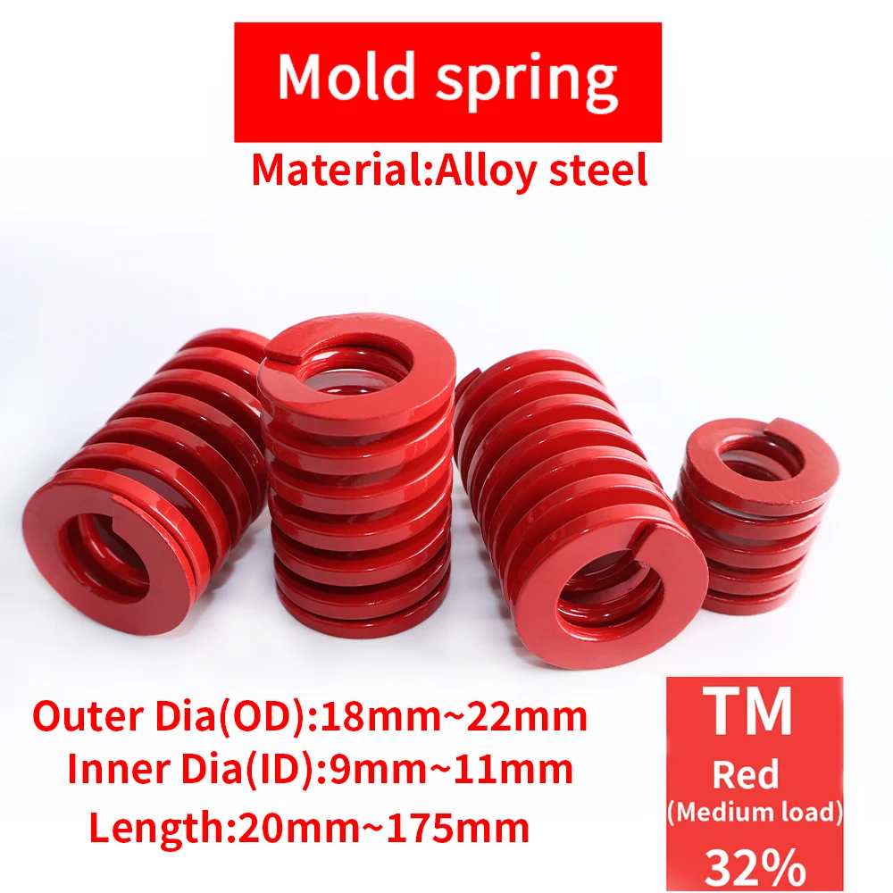 10PCS-High-Precision-Red-Medium-Load-Spiral-Stamping-Compression-Mold-Spring-Outer-Dia-18-22mm ...