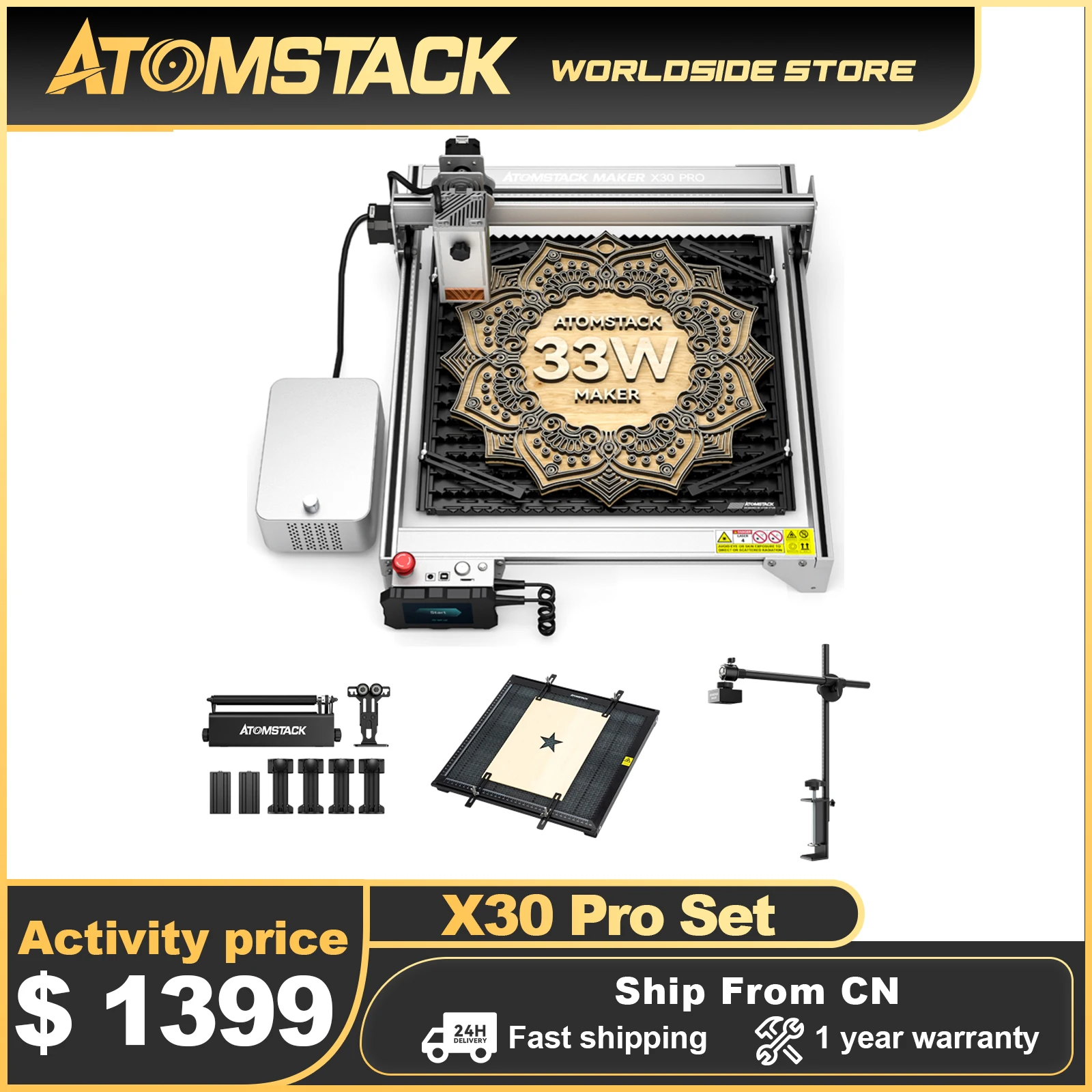 ATOMSTACK X30Pro R3 Pro 롤러 포함 레이저 조각 절단기, DIY CNC 레이저 조각기, 금속 조각기, 앱 제어, 33W| | - AliExpress