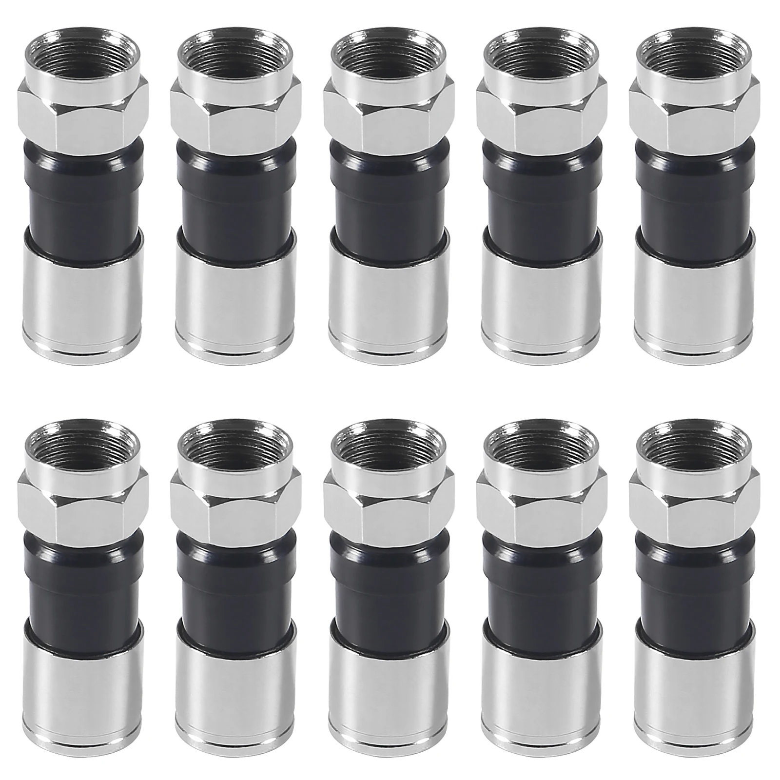 10Pack RG6 Quad Compression Connectors PPC EX6XL Approved for Most ...