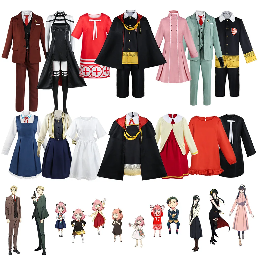 Spy×Family Cosplay Costumes Set - Yor Thorn Princess + Anya + Loid ...