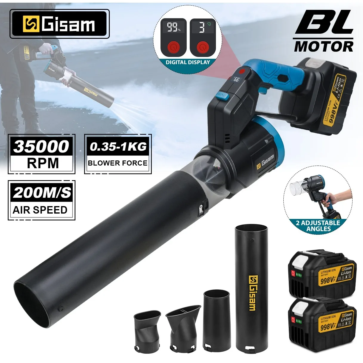 Gisam 35000RPM Brushless Electric Turbo Blowers Fan Air Blower Handheld ...