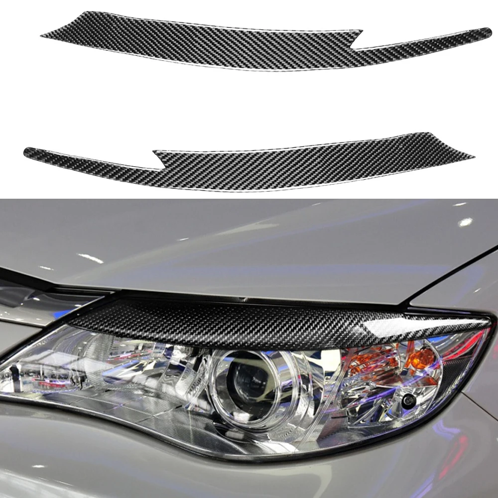 Carbon-Fiber-Car-Front-Headlights-Eyebrow-Eyelids-Trim-Stickers-Cover ...