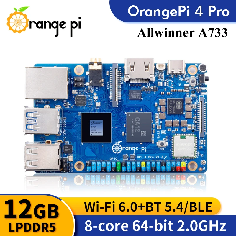 Orange Pi 4 Pro Development Board Allwinner A733 Chip 12GB LPDDR5 3Tops ...