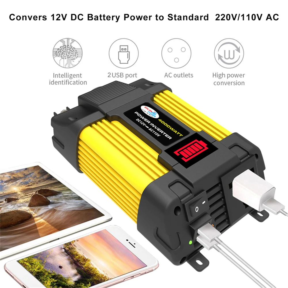 Voltage-Transformer-Car-Adapter-LED-Battery-Display-Vehicle-Power ...