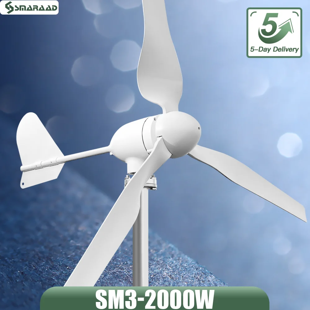 SMARAAD-Horizontal-Wind-Generator-2000W-Turbine-MPPT-Controller-12v-24V-48V-Low-Noise-Medium ...