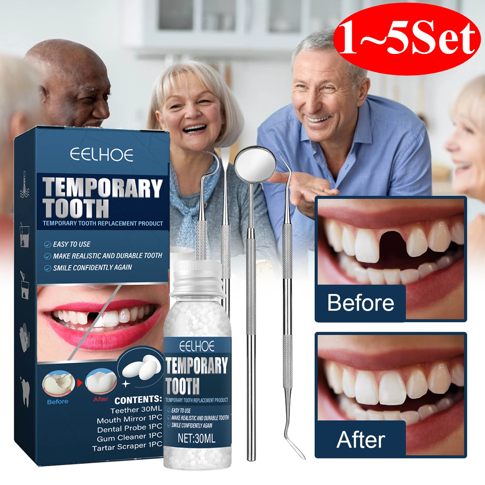 Moldable Teeth Repair Kit Temporary Dental Replacement Kit Thermal ...