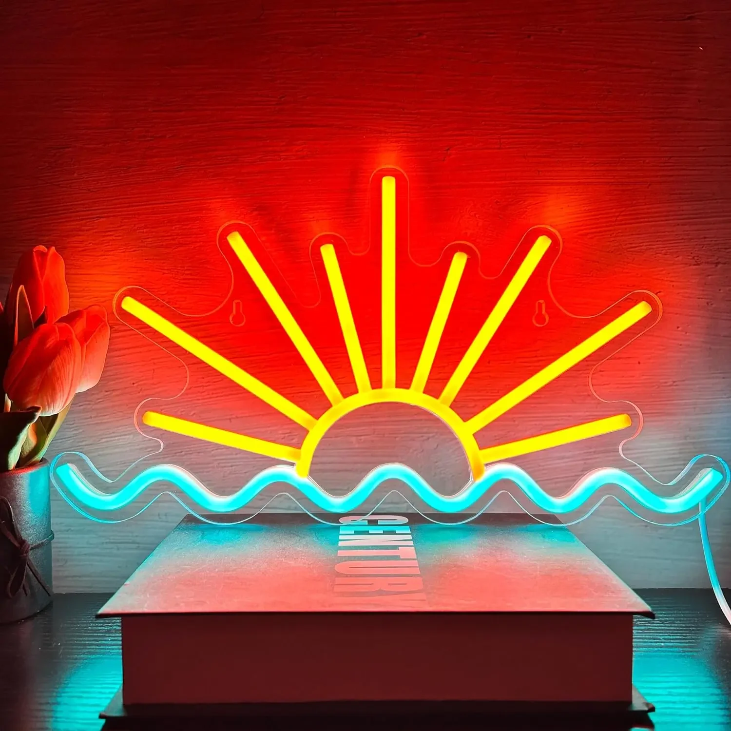 Sunrise Sunset Neon Sign Led Neon Signs Beach Sea Wave Led Neon lights ...