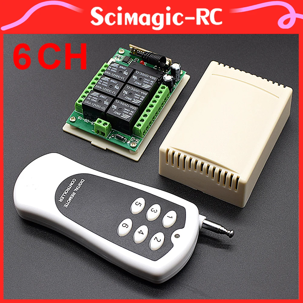 6-Channel-DC-12V-24V-Relay-Module-Wireless-RF-Remote-Control-Motor ...