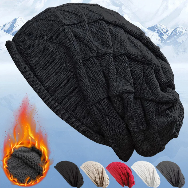 Baggy-Slouchy-Winter-Knitted-Beanies-Hat-for-Women-Solid-Wool-Cap ...