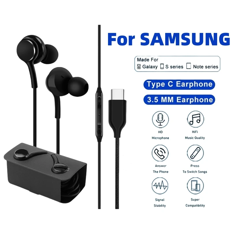 Original-Type-C-Wired-Earphone-For-Samsung-Galaxy-S23-S21-S22-Ultra ...