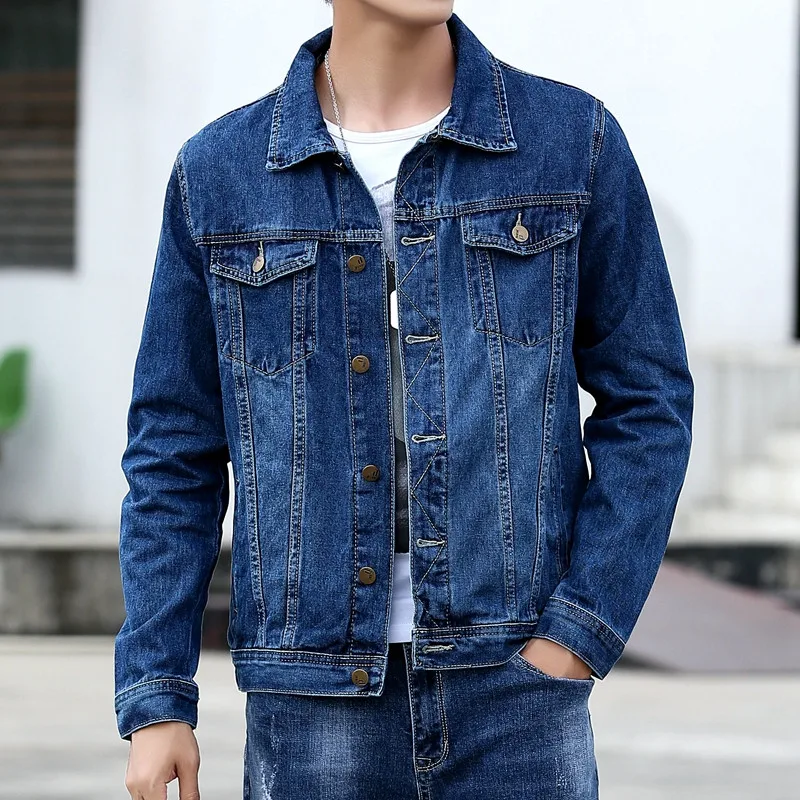 New-Spring-Autumn-Men-s-Denim-Jackets-Casual-Streetwear-Outerwear-Solid ...