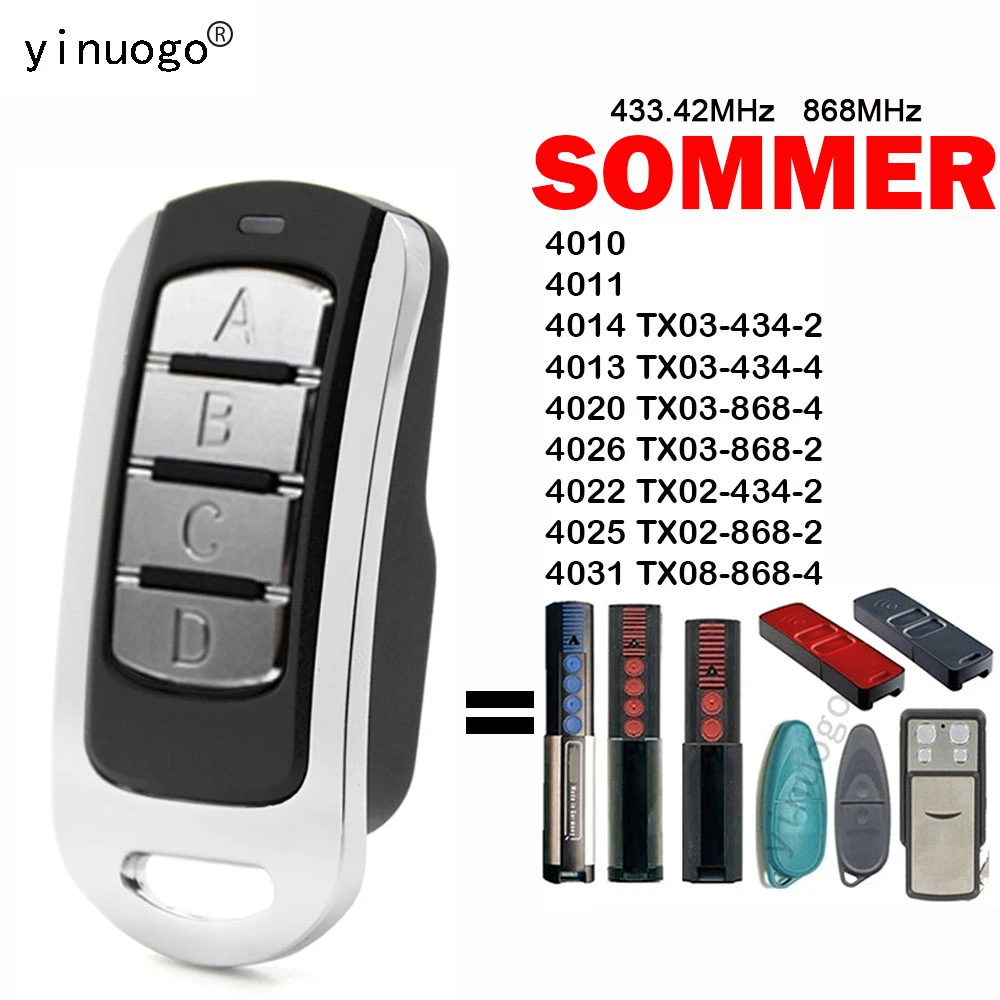 SOMMER 4020-TX03-434 4022 TX02-434-2 4026 TX03-868-2 Garage Door Remote Control 4020 TX03-868-4 ...