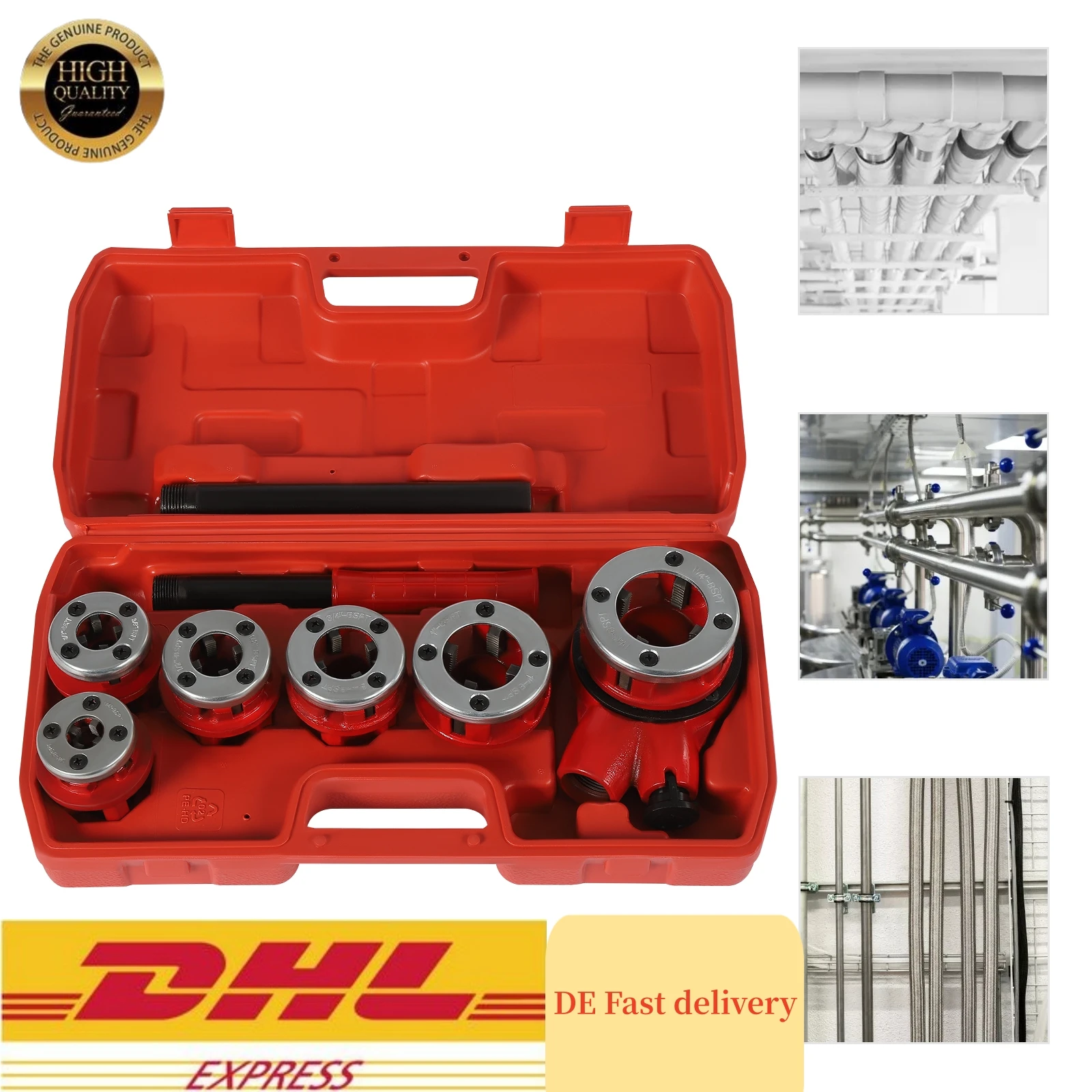 Ratchet-Pipe-Threader-Kit-Portable-Manual-Tool-Set-With-6-Matrices-And ...