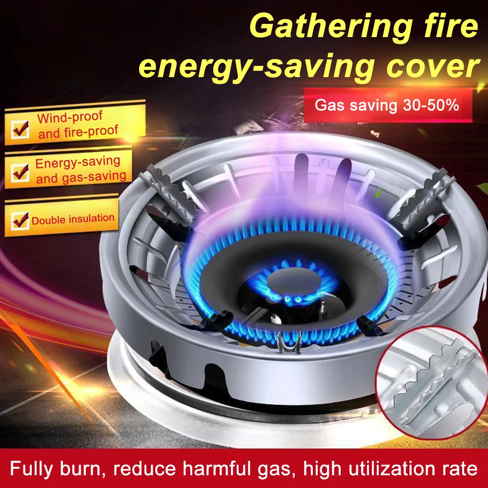 9 Holes Thickened Stainless Iron Gas Stove Ring Energy Saving Cover of ...