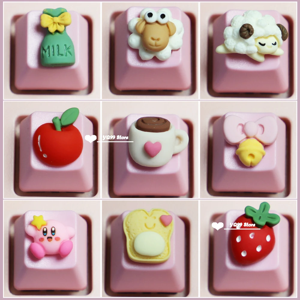 Keycaps-Cartoon-Cute-Pink-Kawaii-Keycap-Personalized-Custom-Key-Cap-ESC ...