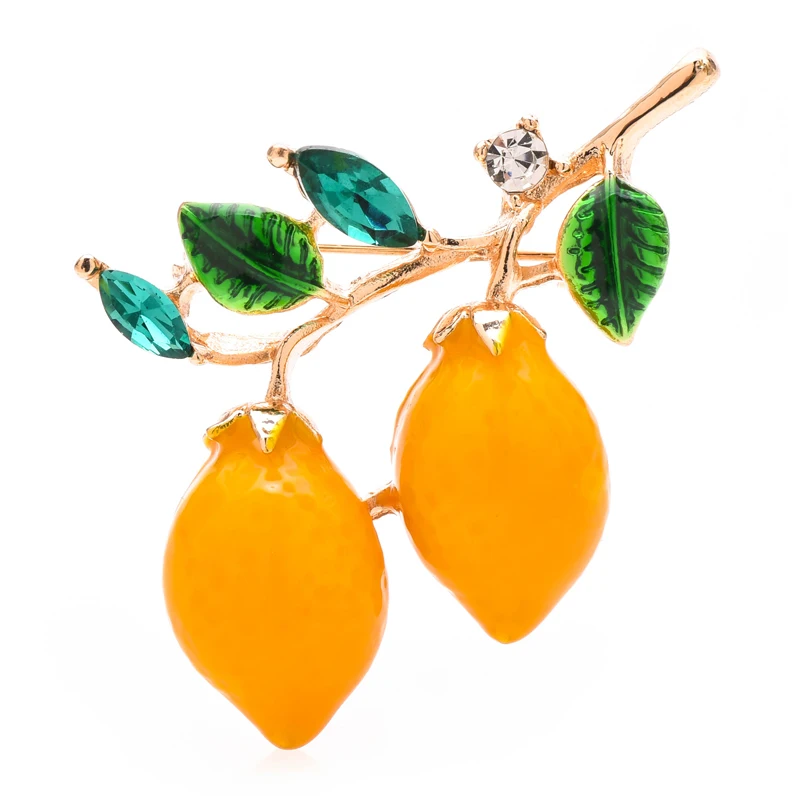 Wuli-baby-Lovely-Lemon-Brooches-For-Women-Unisex-Enamel-Yellow-Sour ...