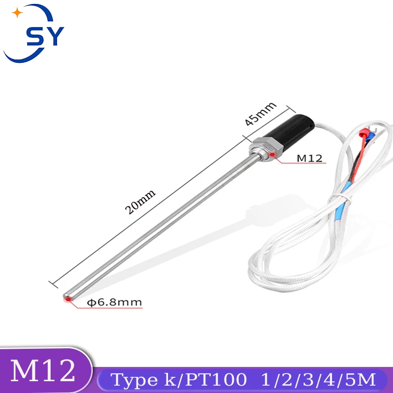 Probe Type Thermocouple Temperature Sensor Thread M12 K PT100 Line ...