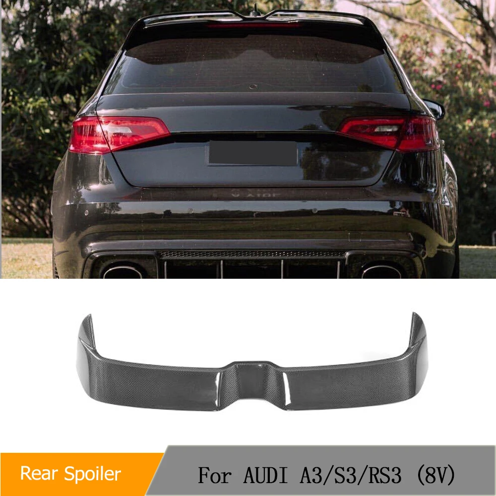 Carbon-Fiber-FRP-Black-Rear-Roof-Spoiler-Window-Wing-for-Audi-A3-Sline ...
