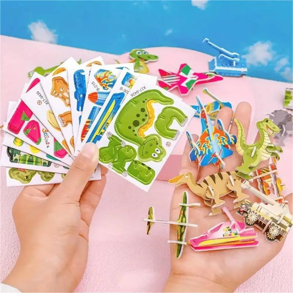 3D-Stereo-Puzzles-Cartoon-Animal-Insects-Dinosaurs-Plane-Handmade ...