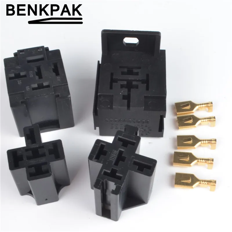 2Set-Car-Auto-Vehicle-5-Pin-Relay-Socket-Holder-with-5Pcs-6-3mm-Copper ...