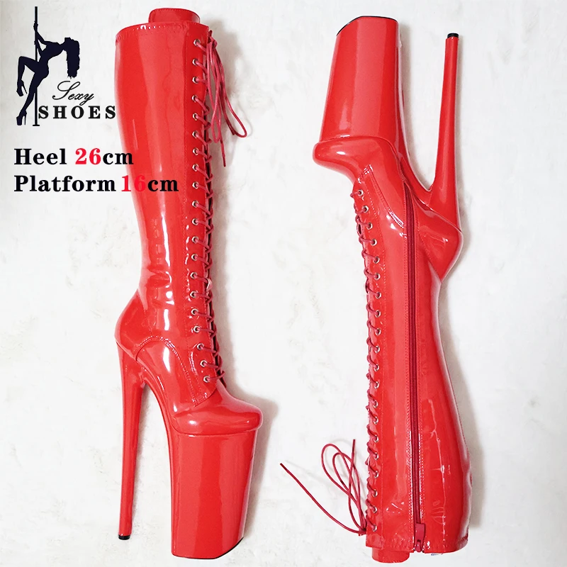 Women's Boots Trend 2025 Red Knee High Boots Lace Up Knee-High Boots ...