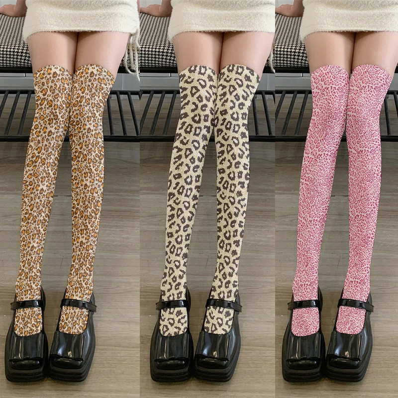 New-3D-Printing-Leopard-Print-Women-Over-Knee-Stockings-Harajuku ...