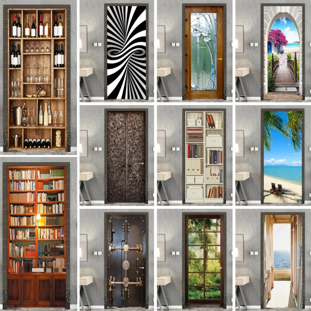 Door Stickers Decals Peel and Stick Removable Decorative Vinyl ...