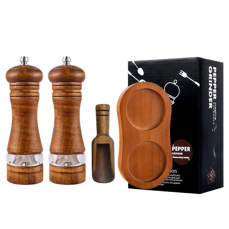 Manual-Pepper-Grinder-Sets-Solid-Wooden-Salt-and-Pepper-Mills-Spice ...