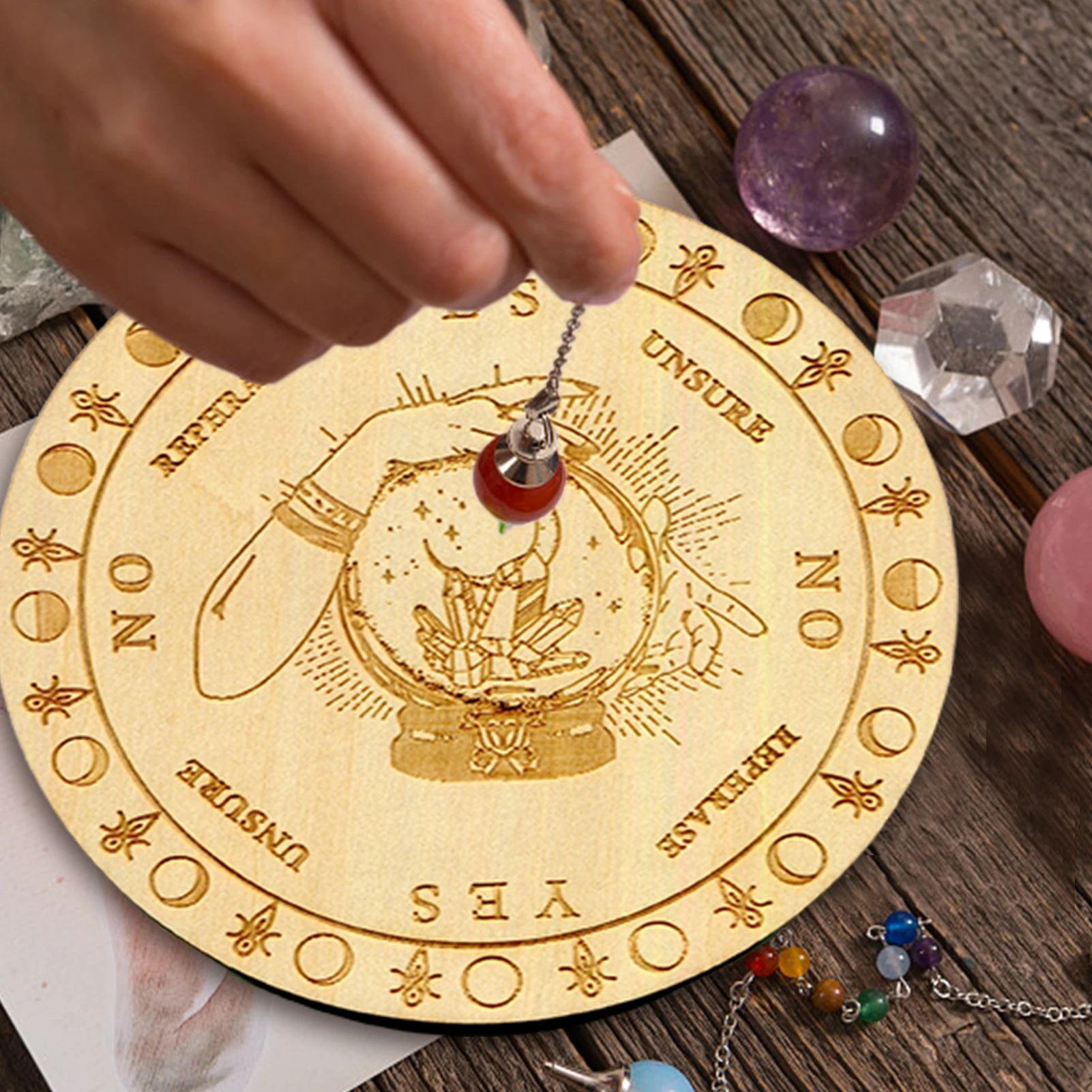 Wooden Witch Pendulum Board Kit Yes No Pendulum Witchcraft Divination ...