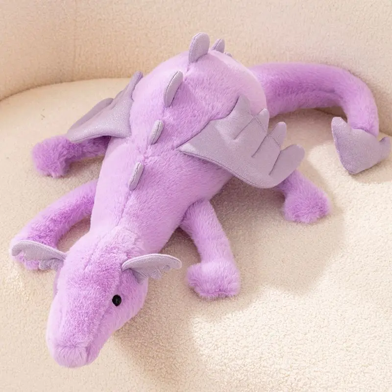 Fuzzy Peluche Lying Dragon Plush Toy With Big Fly Wings Dragons Grey ...