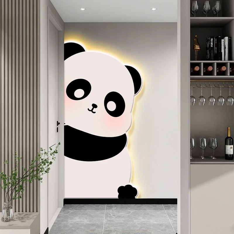 Decoración de entrada, lámpara LED de pared de Panda moderna para sala ...