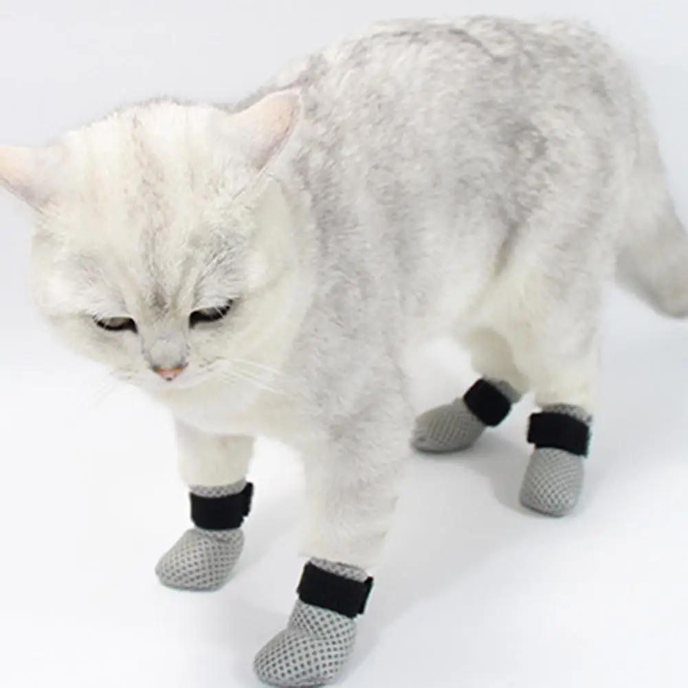 4-Pcs-Cat-Socks-Anti-Scratch-Anti-Skid-Protective-Cats-Shoes-Elastic ...