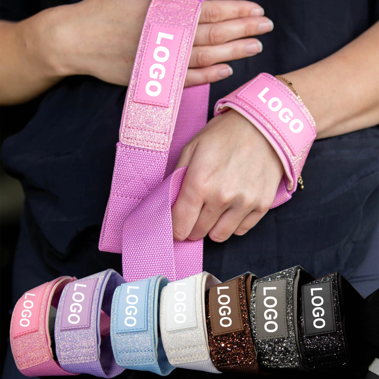 Glitter-Lifting-Straps-Padded-Wrist-Support-Wraps-For-Powerlifting-Gym ...