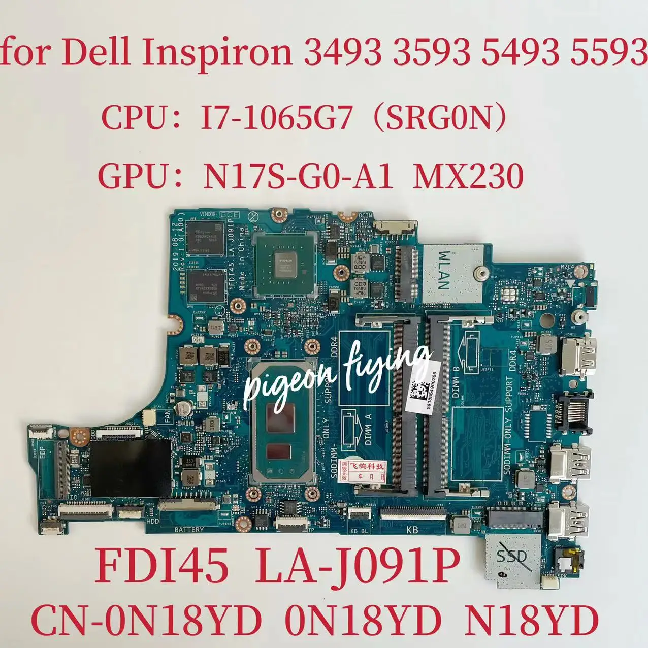 CN-0N18YD-FDI45-LA-J091P-Mainboard-For-Dell-3493-3593-5493-5593-Laptop ...