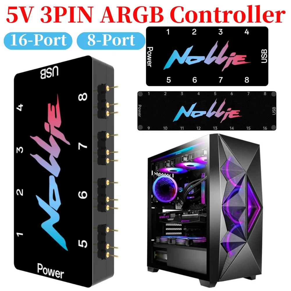 5V 3PIN ARGB Controller 8 Way Addressable ARGB Splitter Nollie ...