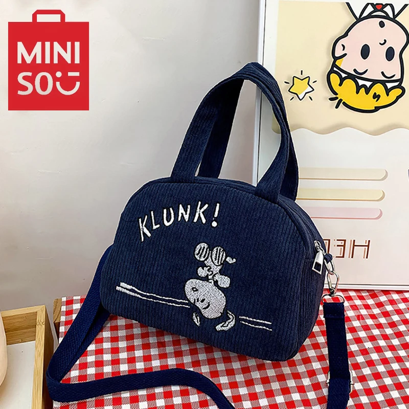 MINISO-Cartoon-Snoopy-Corduroy-Women-Cute-Shoulder-Bag-Embroidered ...