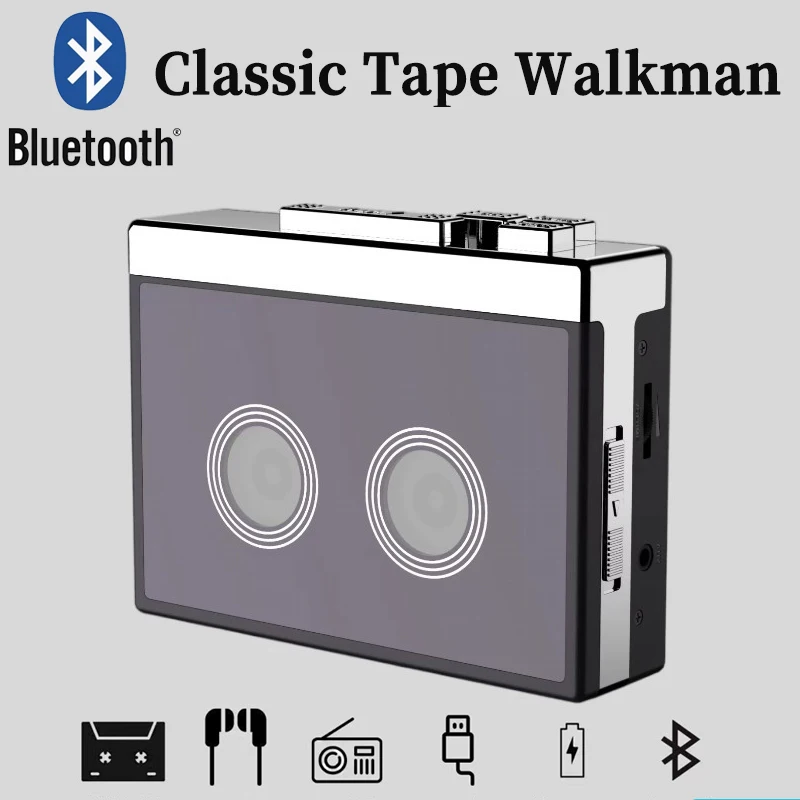 Bluetooth-Cassette-Player-Vintage-Nostalgic-Classic-Sliver-Auto-flip ...