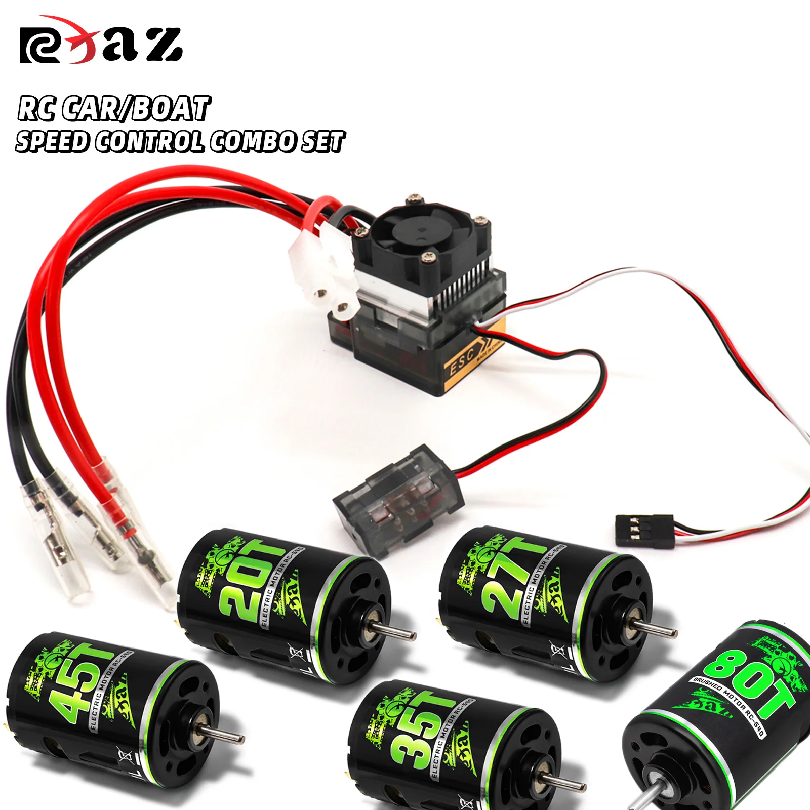 RCXAZ RC 540 모터 10T-80T 320A HVC ESC 콤보 키트 1/10 RC 크롤러 자동차/보트 탱크 ...