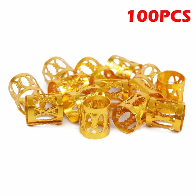 200pcs Gold and Silver Dreadlock Hair Rings Adjustable Cuff Clip Hair ...