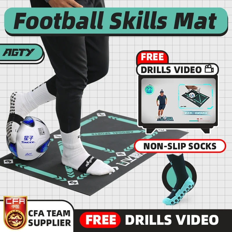 Football-Training-Mat-With-Drills-Video-Non-Slip-Foldable-Kids-Adults ...
