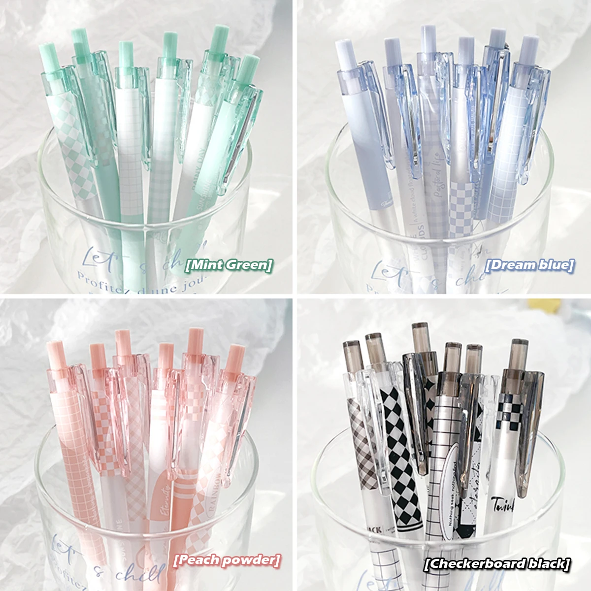 6PCS/SET Kawaii Gel Pen Set ST Nib 0.5mm Black Refill Korean ...